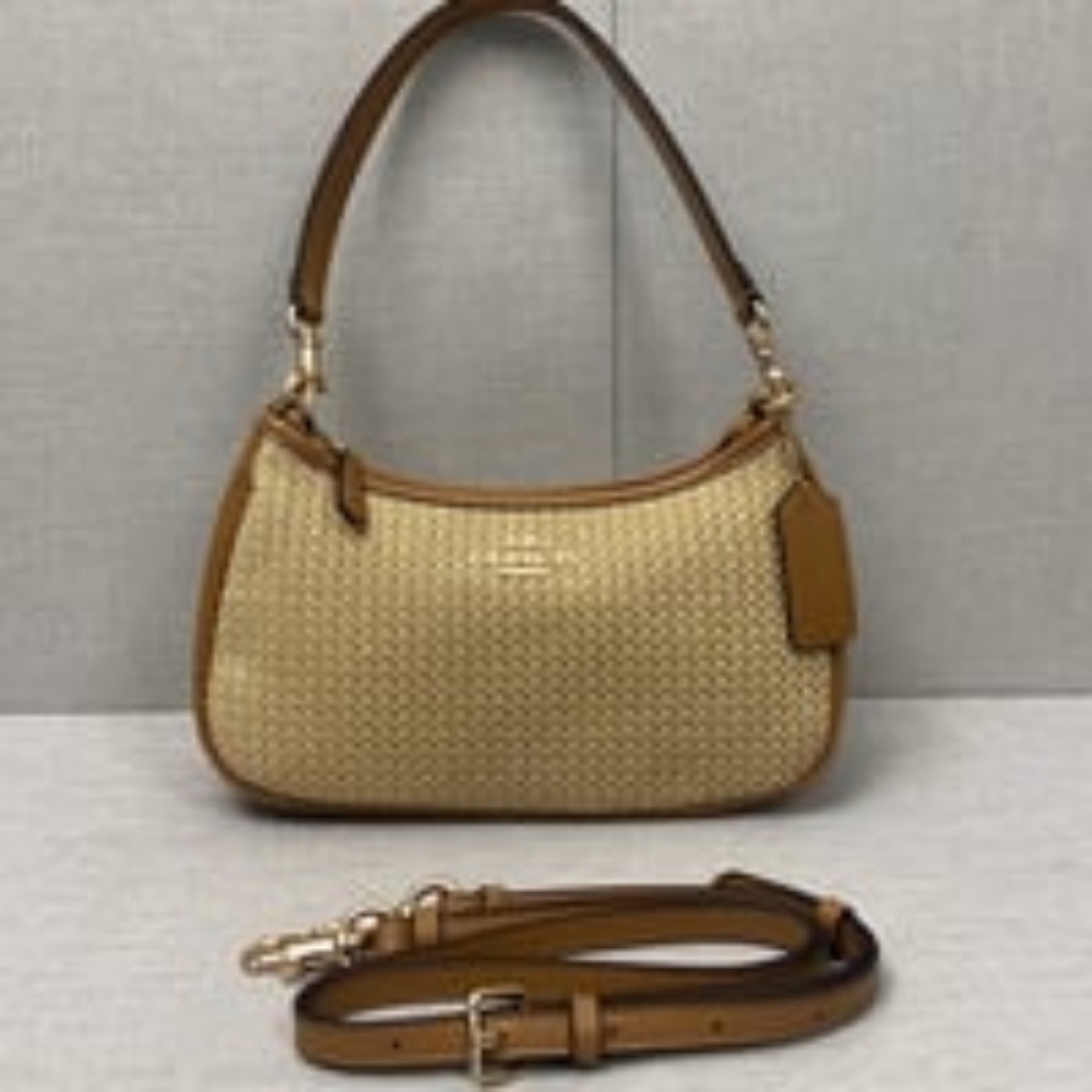 Coach Teri Shoulder Bag Straw Bag - Gem